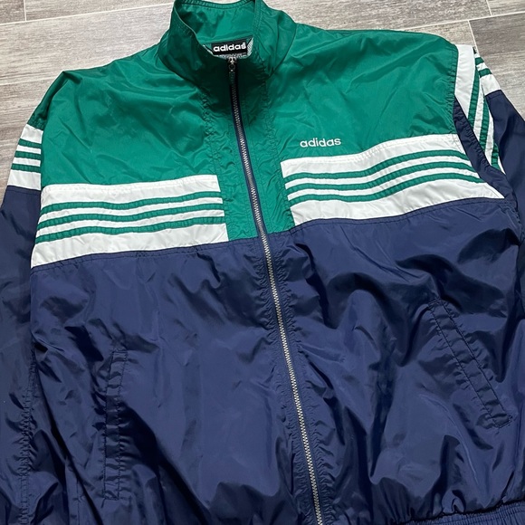 adidas | Jackets & Coats | Vintage Adidas Windbreaker Jacket Blue Green | Poshmark